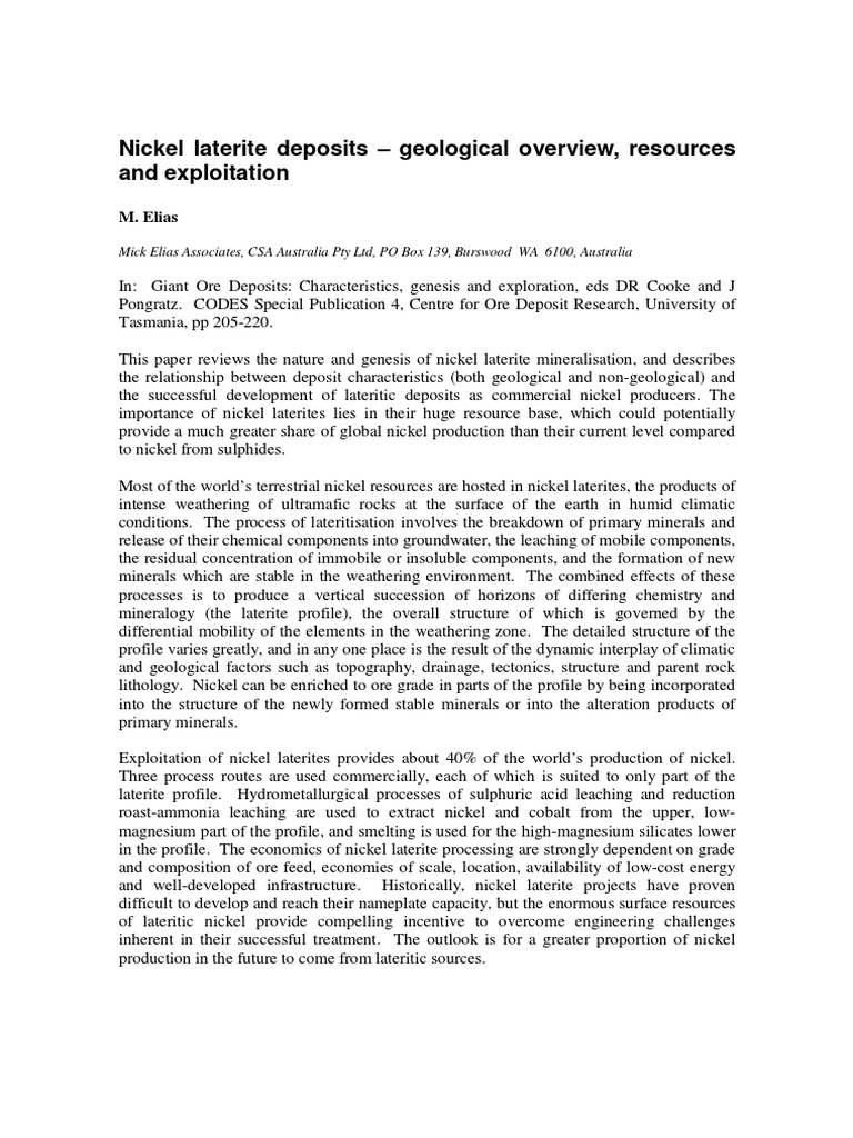 Nickel Laterite Deposit | PDF | Nickel | Weathering