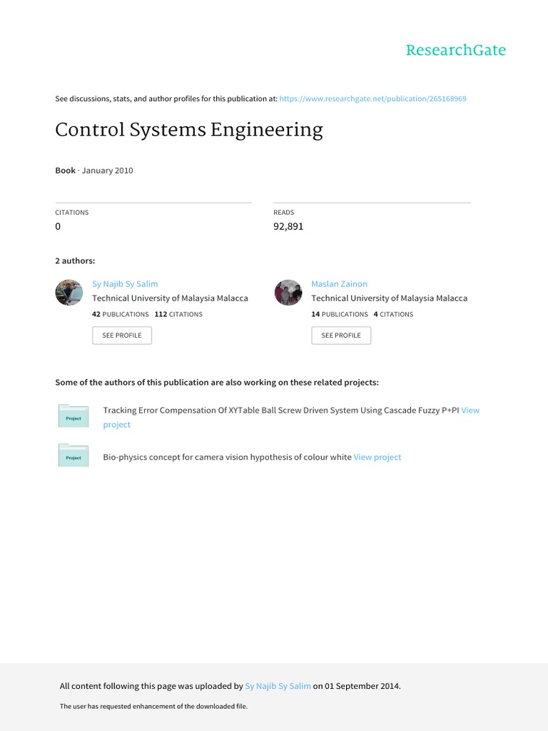 Controlsystemengineering cp1 PDF | PDF | Control Theory | Control System