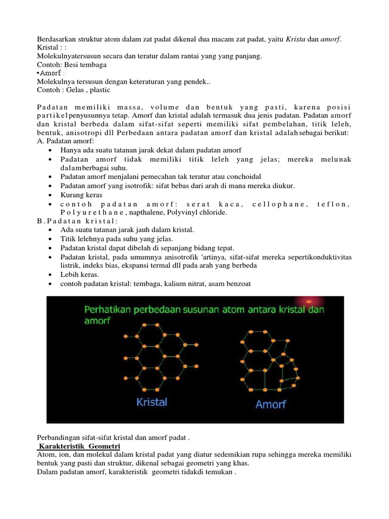 Perbedaan Kristal dan Amorf Padat | PDF | Sains & Matematika ...