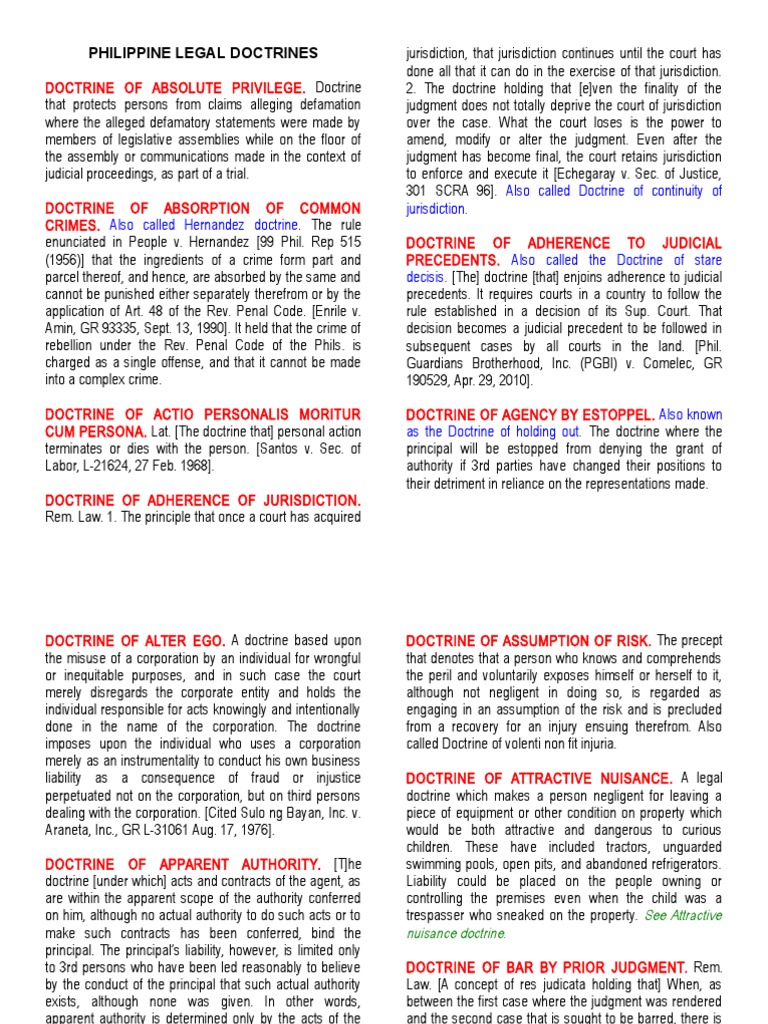 Philippine Legal Doctrine | PDF | Collateral Estoppel | Estoppel