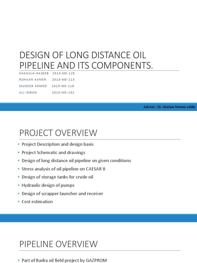 Design of Long Distance Oil Pipeline | PDF | Pipeline Transport | Pipe (Fluid Conveyance)