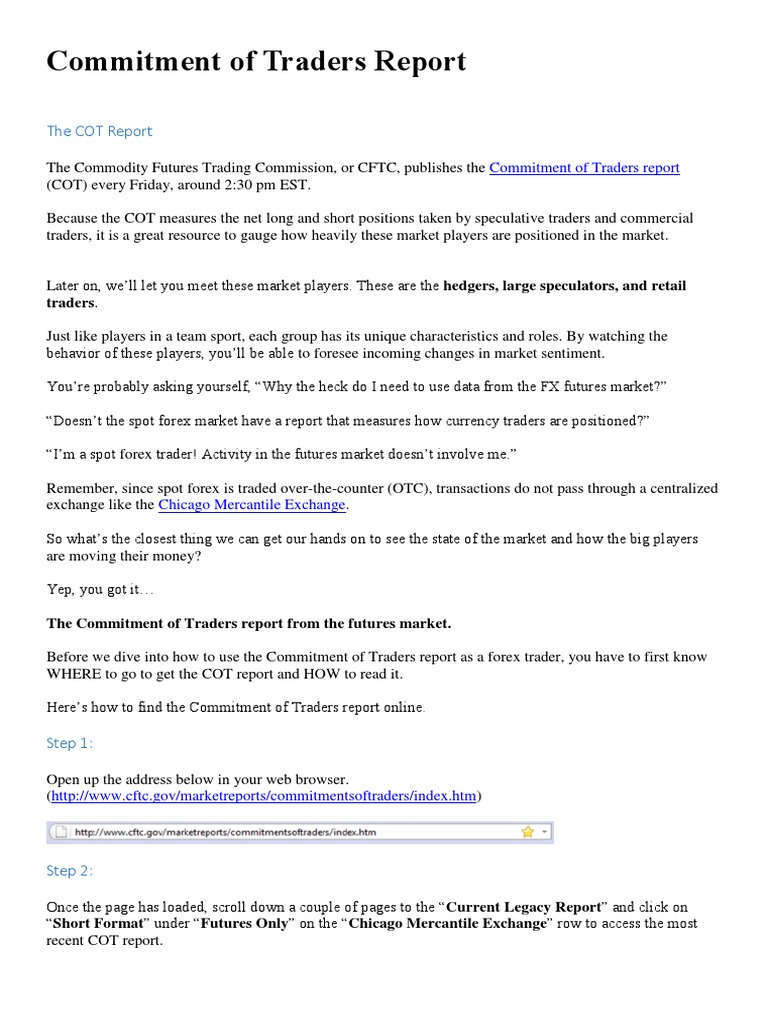 Commitment of Traders Repor1 | PDF | Market Trend | Foreign Exchange Market