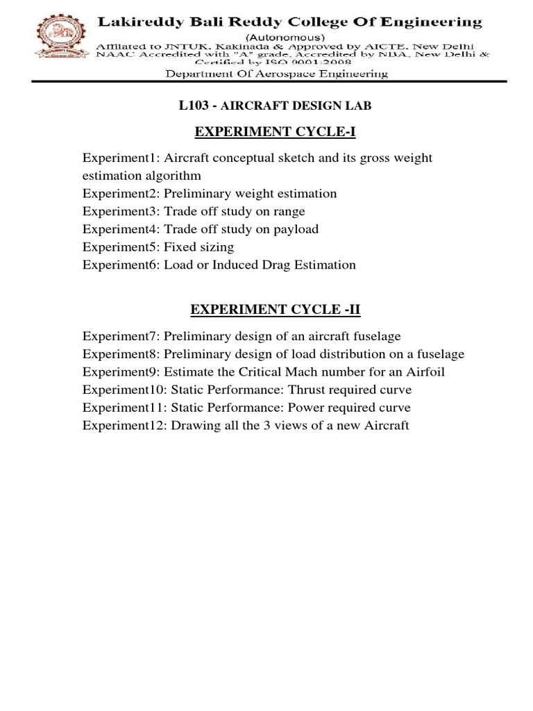 Adp Lab Iv I Year | PDF | Payload | Aircraft