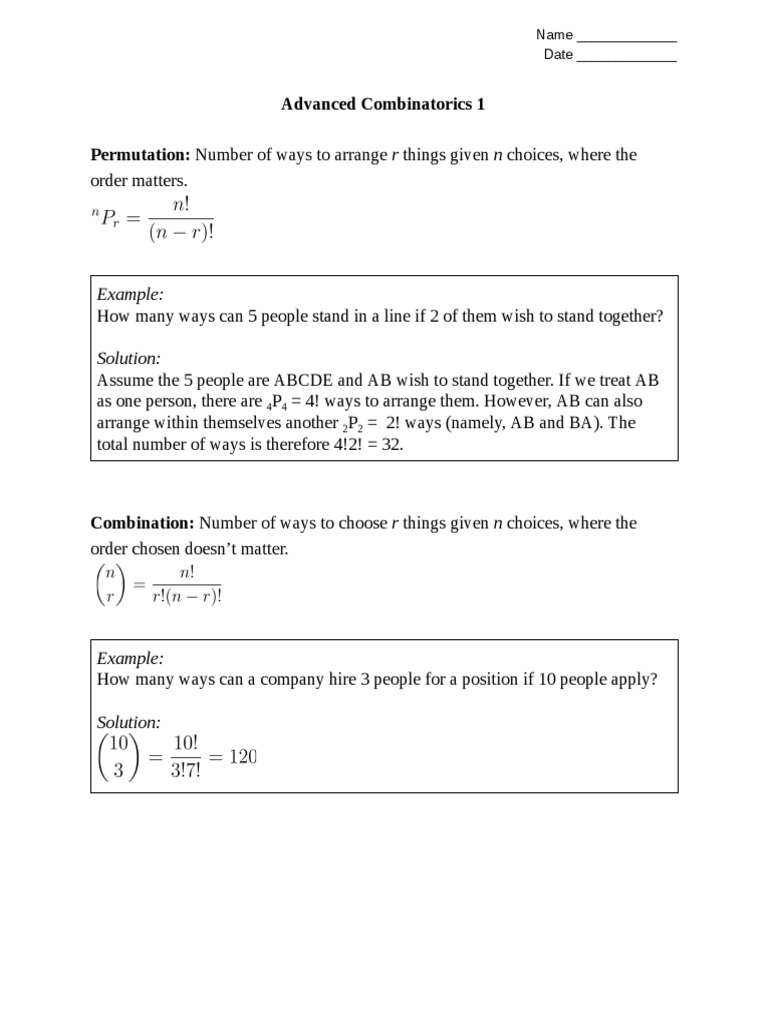 Grade 10 Combinatorics 1 | PDF | Mathematical Concepts | Mathematical Analysis