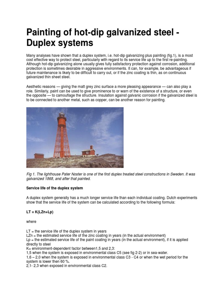 Painting of Hot-Dip Galvanized Steel - Duplex Systems | PDF ...