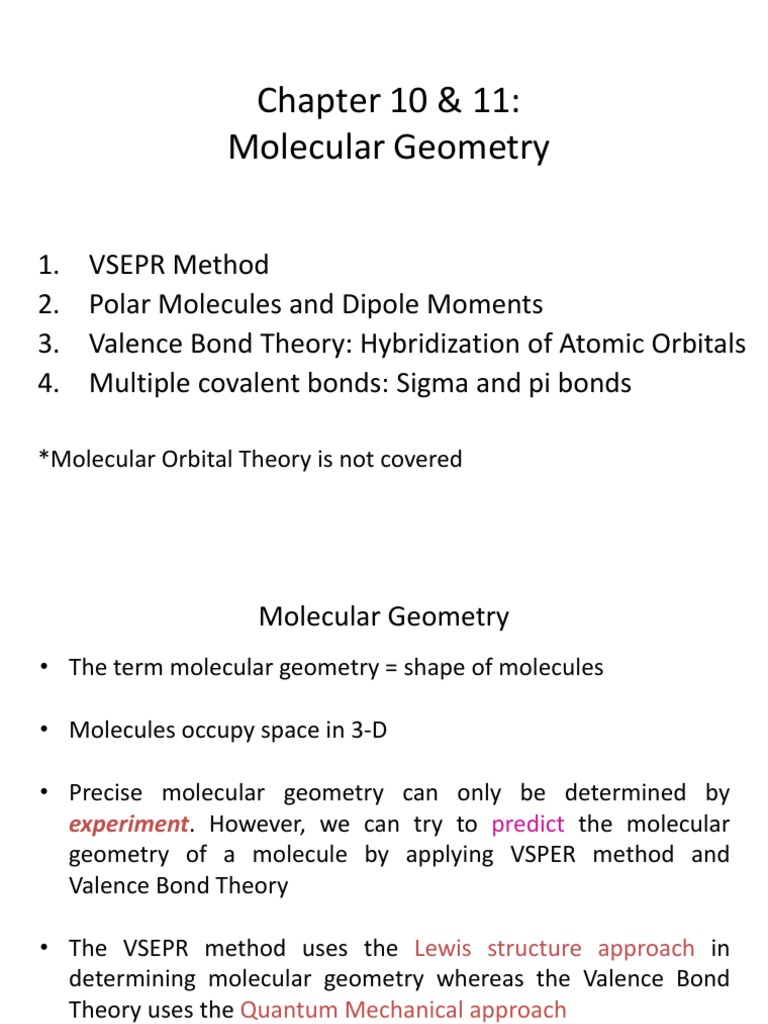 Chapter 10 & 11 Vsepr Hybrid | PDF | Chemical Polarity | Chemical Bond