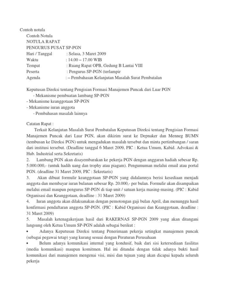 Contoh Notula | PDF