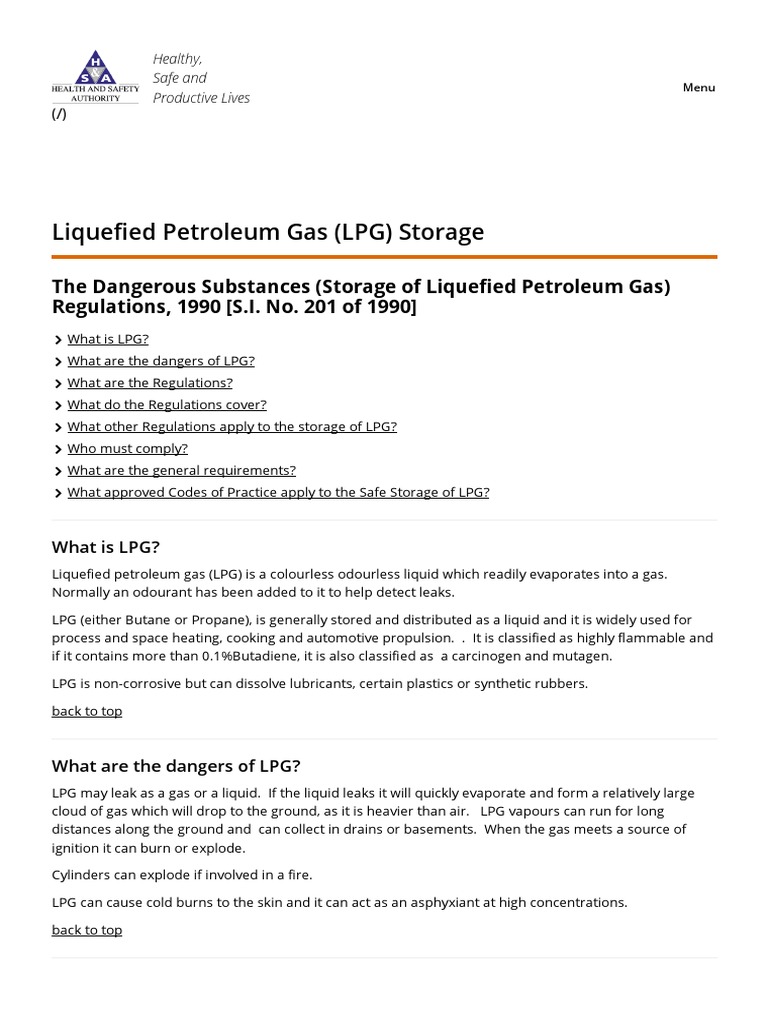 Liquid Petroleum Gas (LPG) - Health and Safety Authority | Liquefied ...