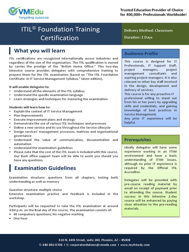 ITIL Foundation Training | PDF | Itil | Behavior Modification