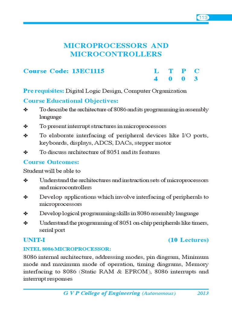 Microprocessors and Microcontrollers | PDF | Microcontroller | Microprocessor