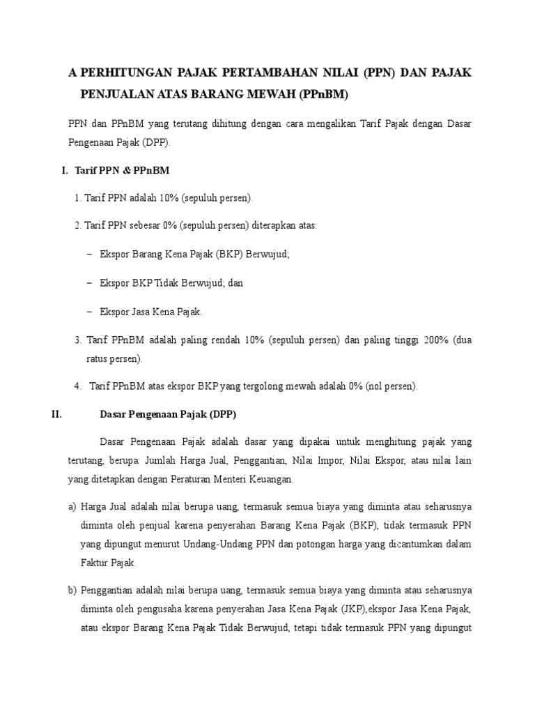 Perhitungan Dan Pelaporan PPN | PDF