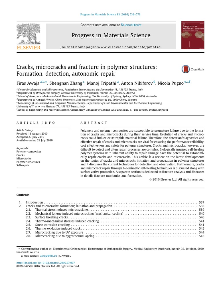 Cracks Microcracks and Fracture in Polymer Structures Formation ...