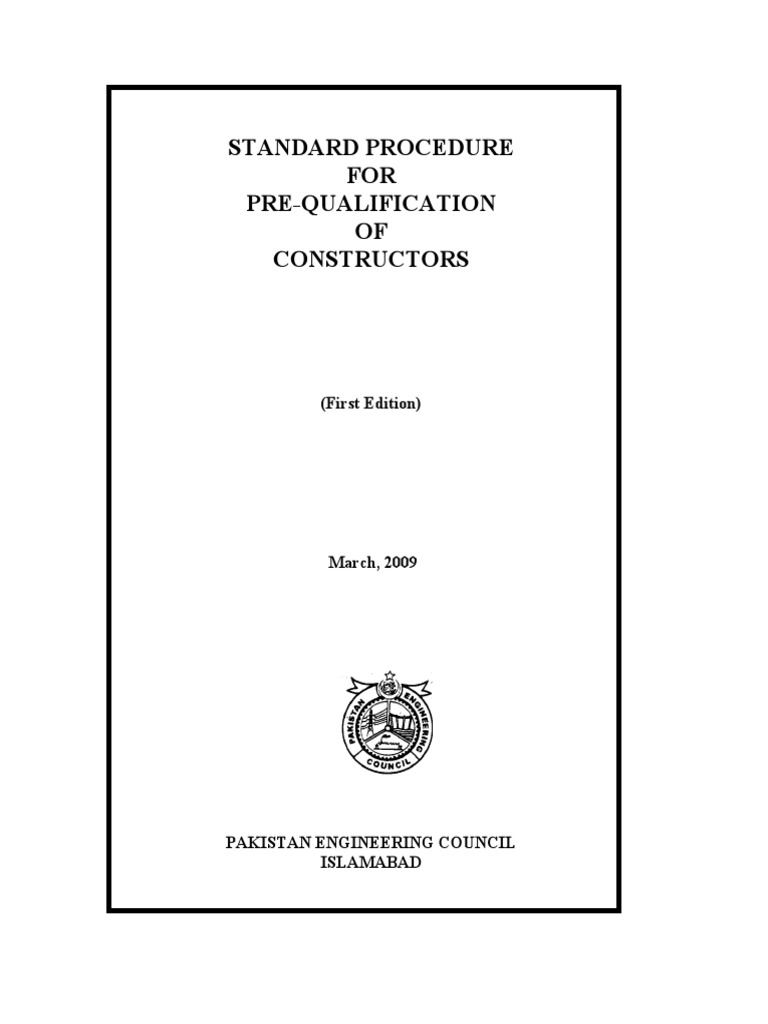 STD Procedure For Pre-Qualification of Constructors | PDF | Joint Venture | Procurement