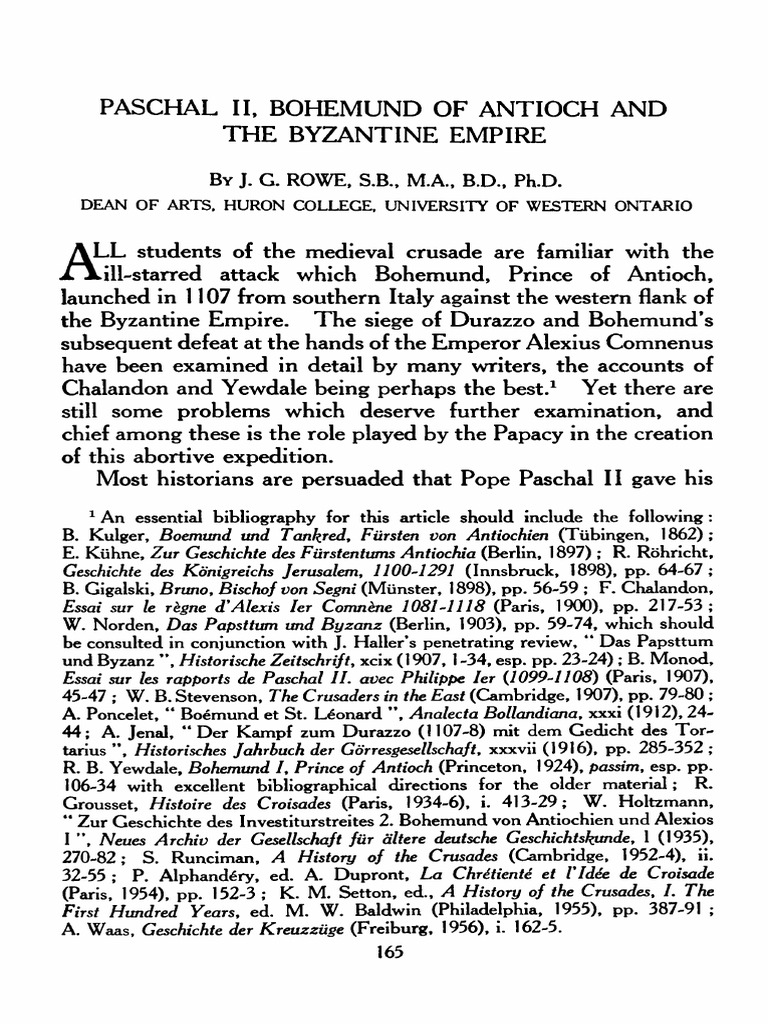 Paschal Ii, Bohemund of Antioch and The Byzantine Empire | PDF ...