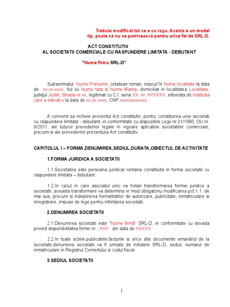 Model Act Constitutiv | PDF