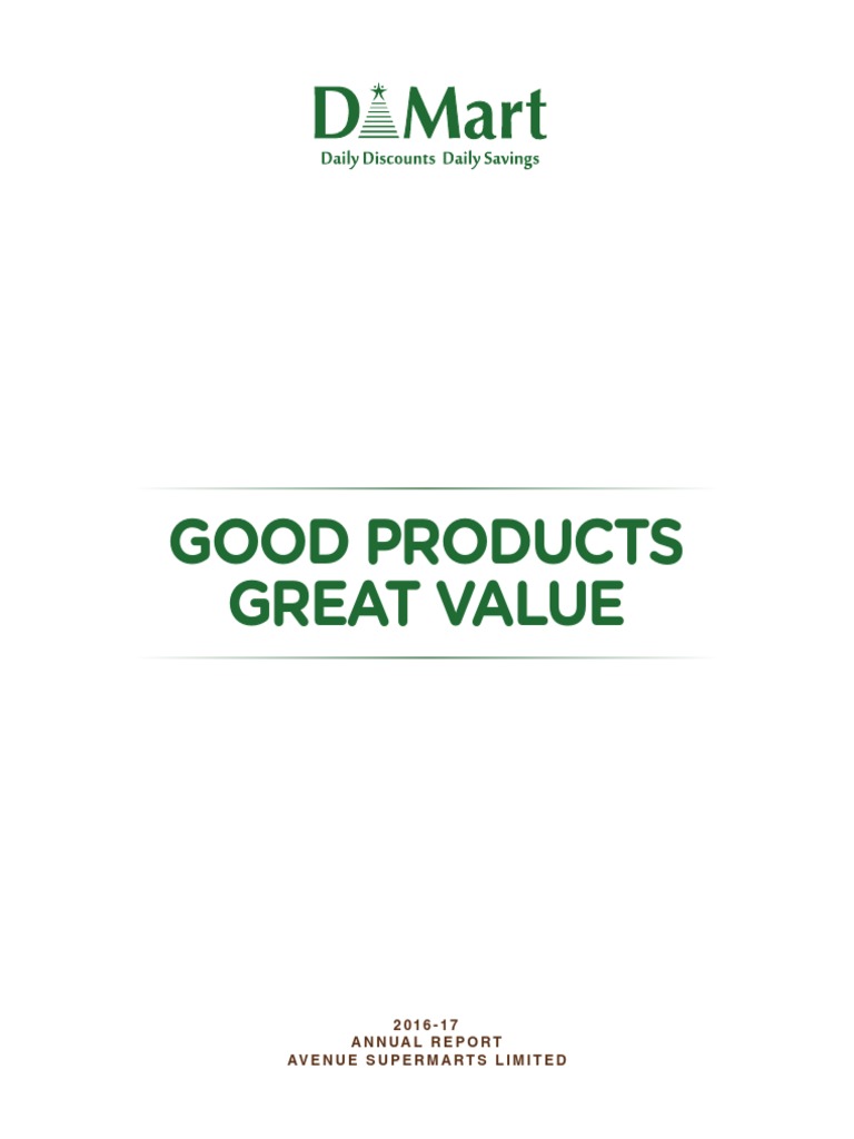 D Mart Annual Report 2016 - 17 | PDF | Revenue | Corporate Social ...