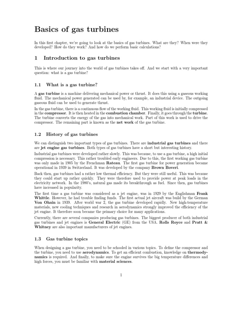 Basics of Gas Turbines | PDF | Gas Turbine | Jet Engine