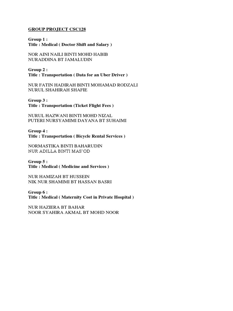 Group Project Csc128 | PDF