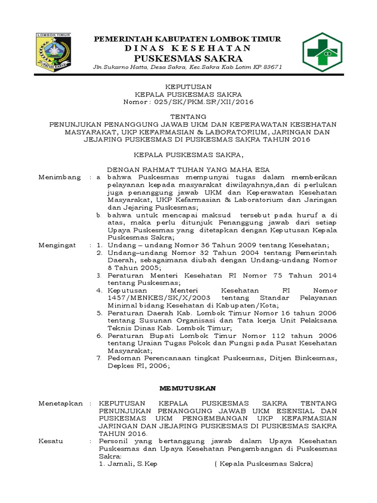 2.3.1.2 SK PJ Ukm, Ukp, Jaringan & Jejaring Pusk-Acc | PDF