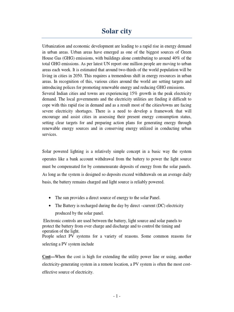 Solar City | Download Free PDF | Photovoltaics | Photovoltaic System