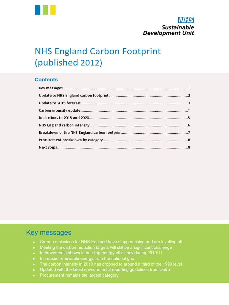 NHS England Carbon Footprint (Published: Key Messages | PDF | Emission ...
