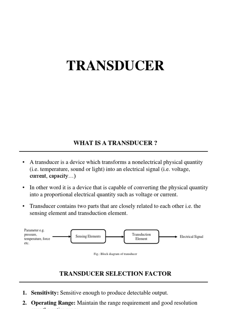 Transducer | PDF | Sensor | Electricity