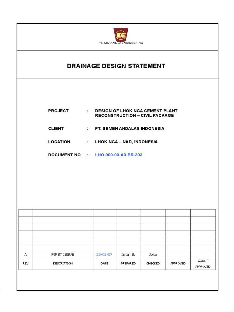 Drainage Design Statement | PDF | Drainage Basin | Stormwater