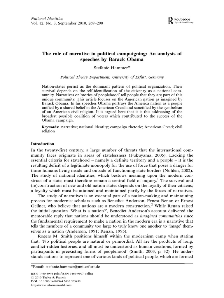 The Role of Narrative in Political Campaigning: An Analysis of Speeches ...