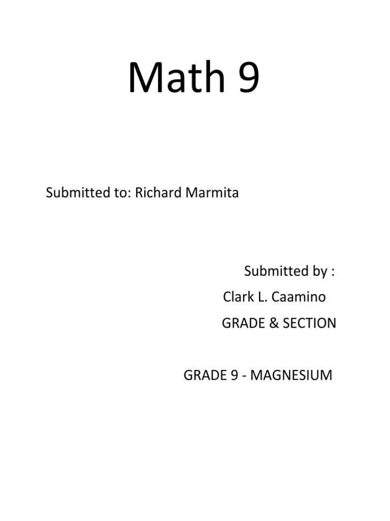 Grade 9 Math Submission by Clark Caamino | PDF