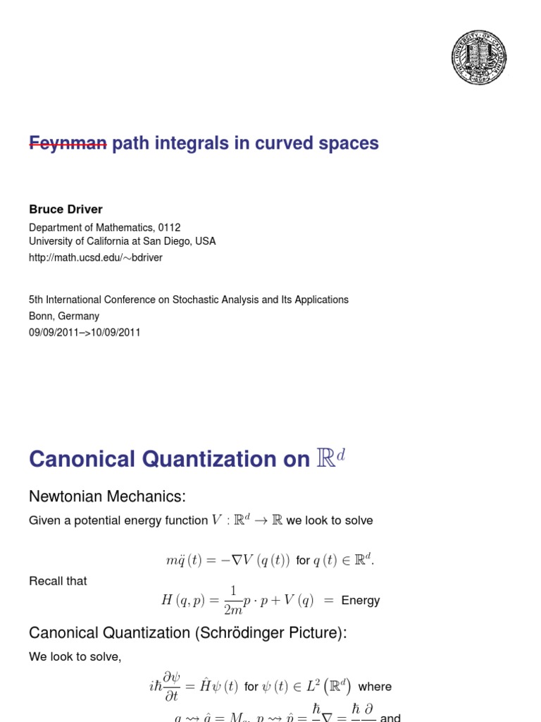 Feynman Path Integrals in Curved Spaces: Bruce Driver | PDF | Basis ...