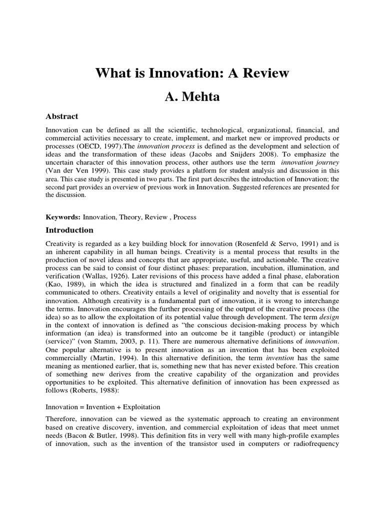 What Is Innovation A Review | PDF | Innovation | Strategic Management