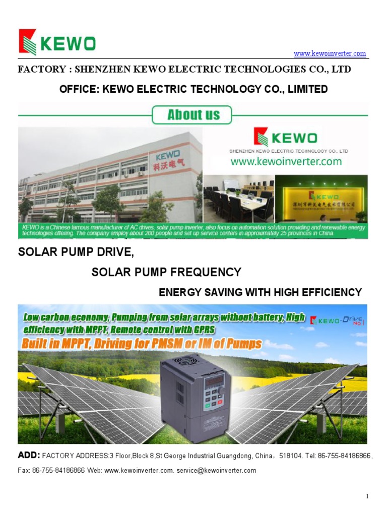 Kewo Solar Pump Drive Catalog | PDF | Power Inverter | Mains Electricity