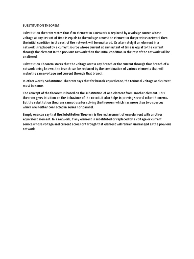 Substitution Theorem | PDF | Series And Parallel Circuits | Voltage