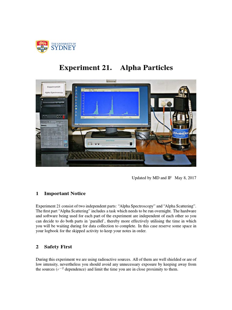 Experiment 21. Alpha Particles: 1 Important Notice | PDF | Radioactive ...