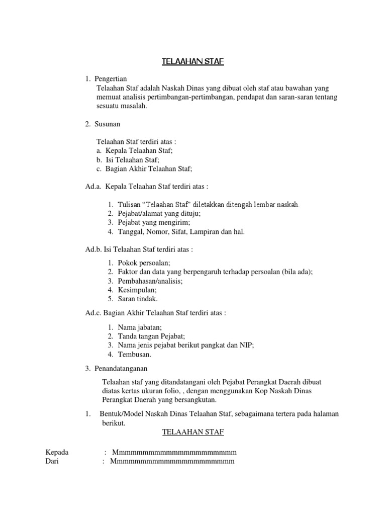 Format Telaahan Staf | PDF