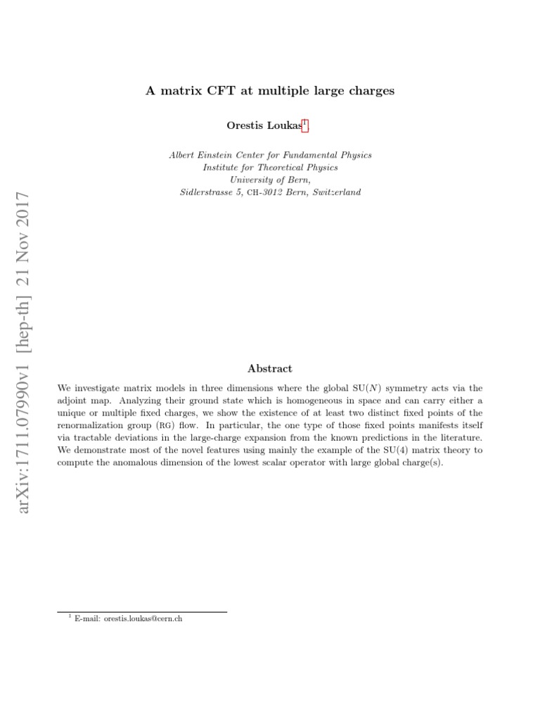 A Matrix CFT at Multiple Large Charges | PDF | Field (Physics) | Matrix ...