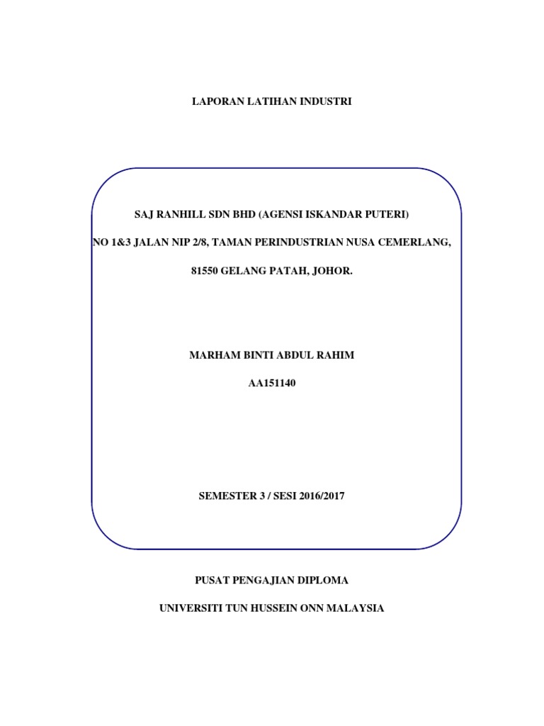 Laporan Akhir Latihan Industri | PDF