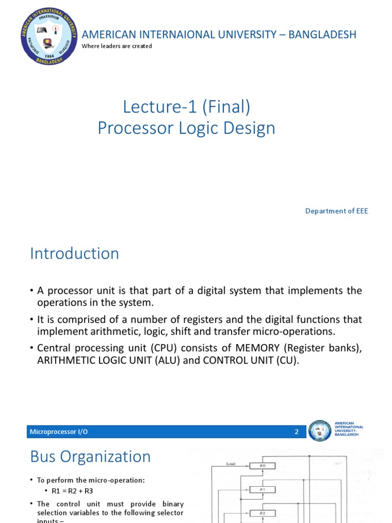 Microprocessor Lect 1 Final | PDF | Central Processing Unit | Logic Gate