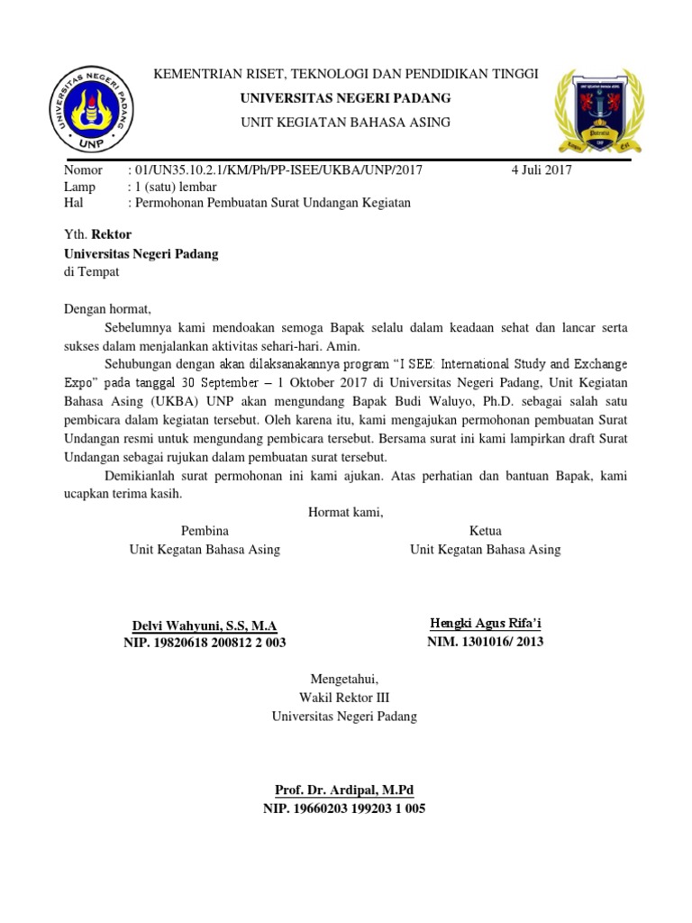Surat Undangan Ke Rektor | PDF