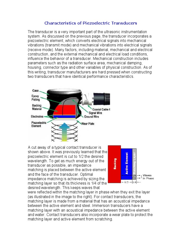 Characteristics of Piezoelectric Transducers UT NDT | PDF ...