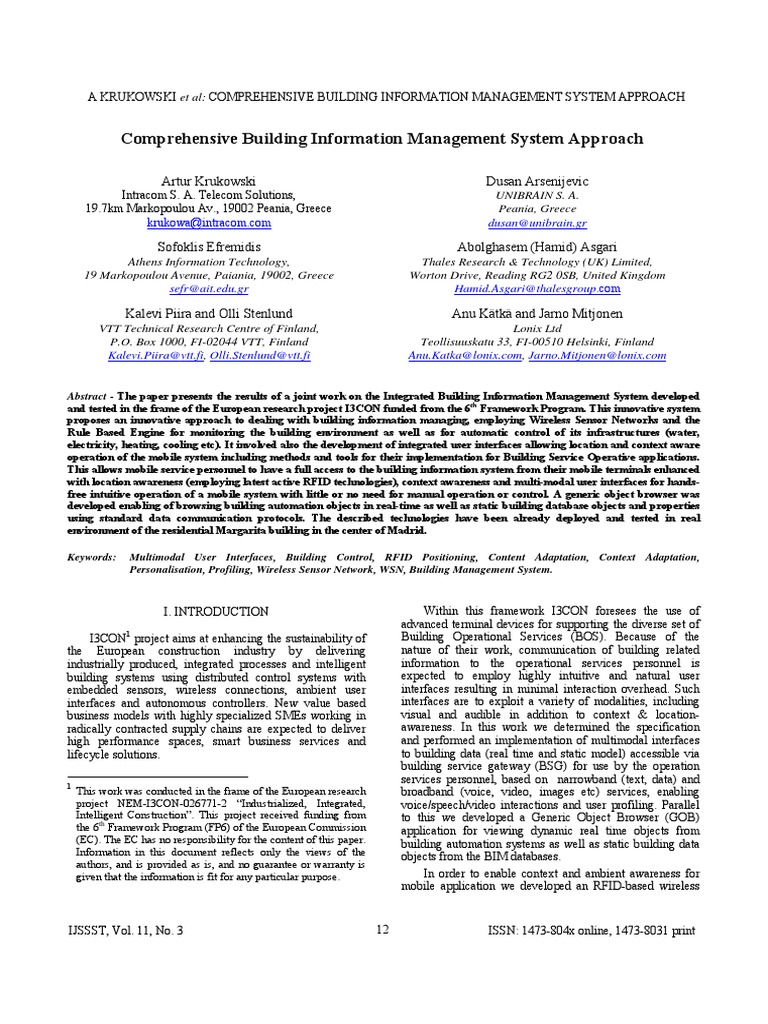 Comprehensive BIMS | PDF | Wireless Sensor Network | Gateway ...