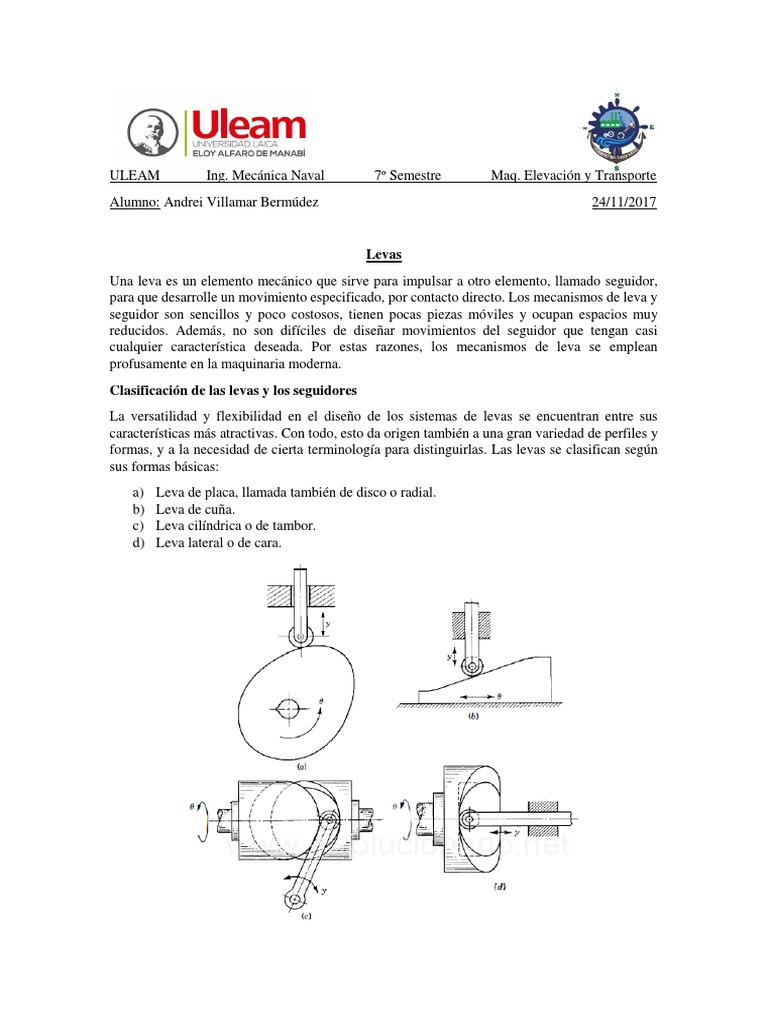 Levas Y Sus Aplicaciones Pdf Rotación Ingeniería Mecánica