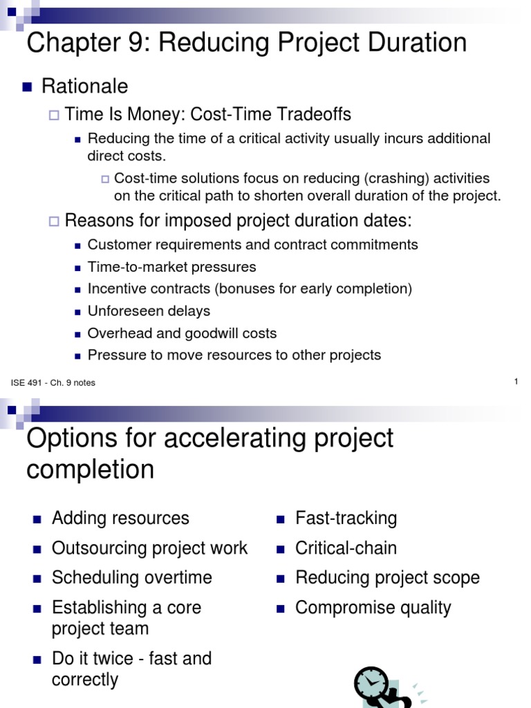 Chapter 9: Reducing Project Duration: Rationale | PDF | Trade Off | Economics