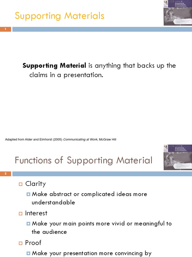 Supporting Materials: Supporting Material is anything that backs up the ...