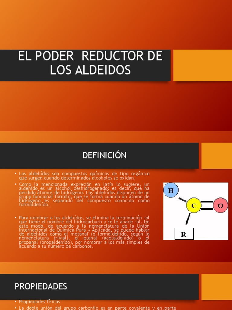El Poder Reductor de Los Aldeidos | Aldehído | Formaldehído