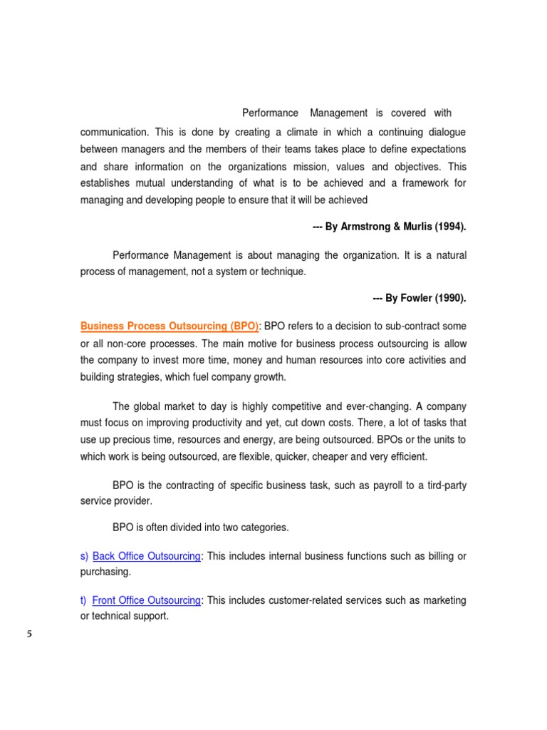 Performance Management and BPO | PDF
