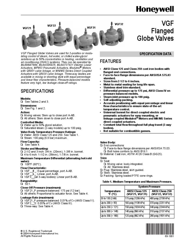 VGF Flanged Globe Valves: Features | PDF | Valve | Chemical Engineering
