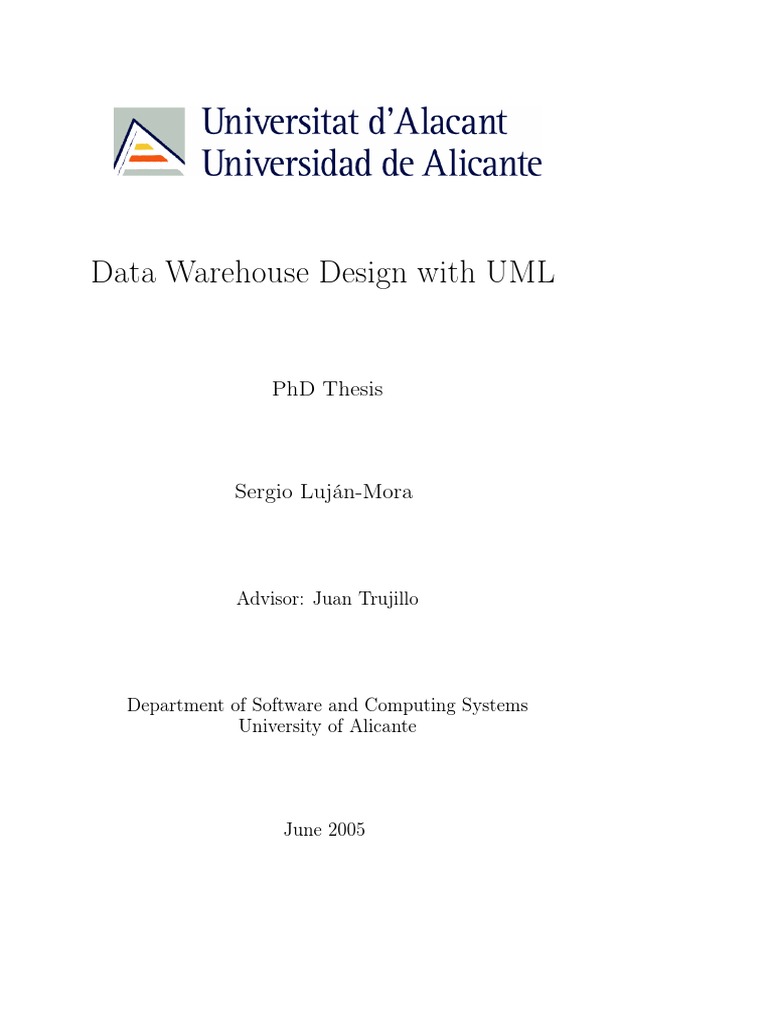 Data Warehouse Design With Uml: PHD Thesis | PDF | Html | Databases