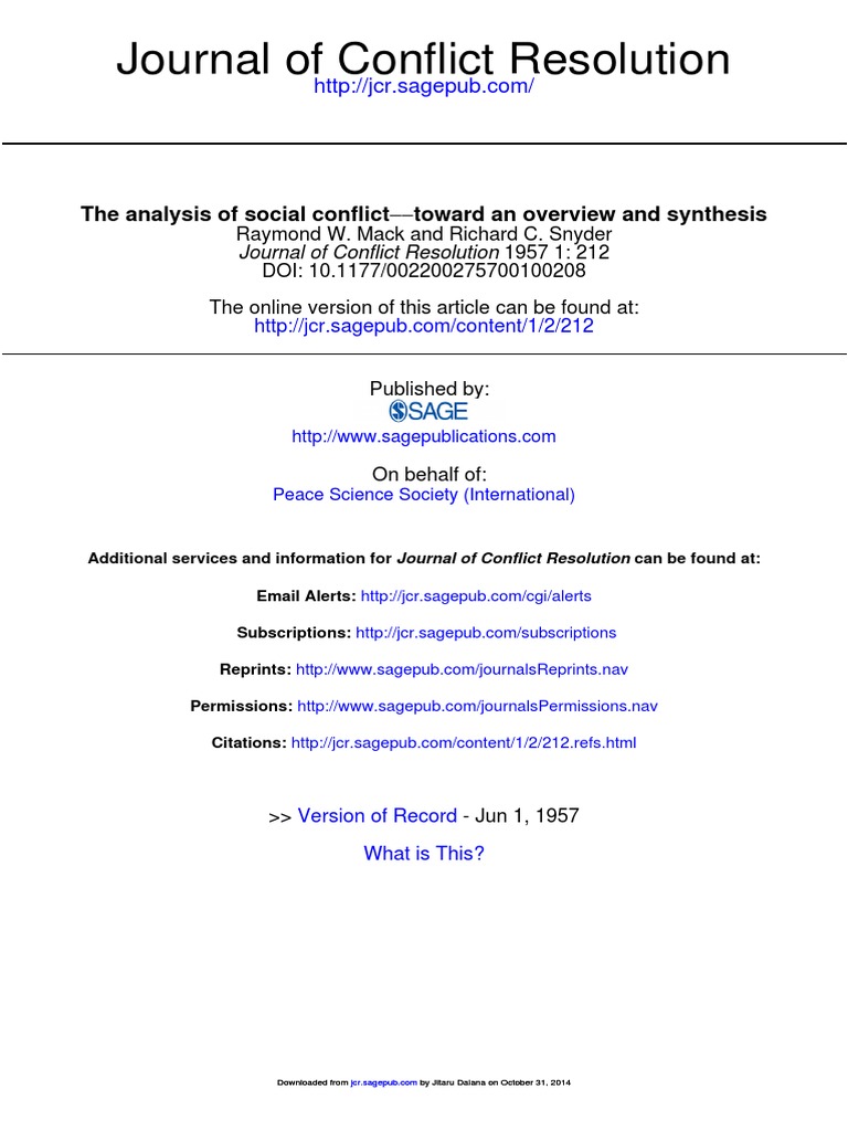 Journal of Conflict Resolution 1957 Mack 212 48 | PDF | Social Conflict ...