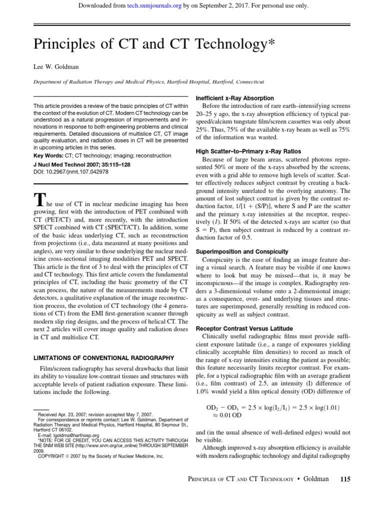 Principles of CT and CT Technology | Download Free PDF | Ct Scan ...